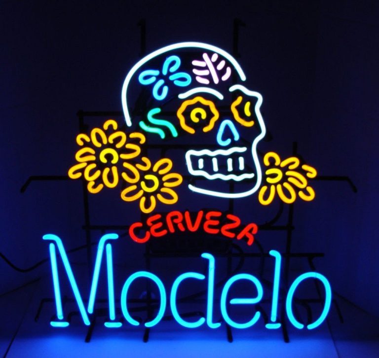 Cerveza Modelo Dia De Los Muertos Skull Neon Sign Real Neon Light – DIY ...